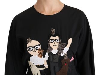 Dolce & Gabbana dgfamily Embroidered Silk Top - Black