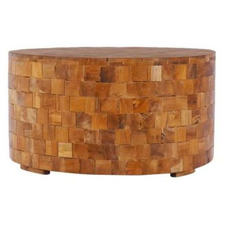 Les Tendances Table basse ronde bois massif clair Mundi D 60cm