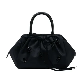Simone Rocha Gathered with Embroidered Details Top Handle Bag - Black