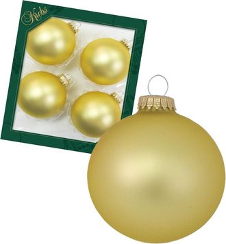 Krebs Glas Lauscha Christbaumschmuck/Christbaumkugeln - Box mit 4 matt-Gold Kugeln aus Glas in Einer Größe von 8cm