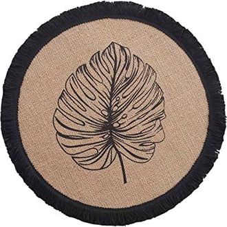 Douceur d'Intérieur Mogador Tischset, Durchmesser 38 cm, Schwarz, Jute Bedruckt