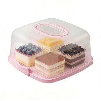 Generico Transportbeh&auml;lter f&uuml;r Kuchen: Wiederverwendbare Lebensmittelaufbewahrung mit Deckel mit Griff, tragbar, robust, mit Transport, sicherer Verschluss, le
