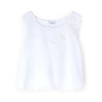 Motivi Crop-Top mit durchbrochener Stickerei und gewellten Kanten - - Tops - Damen - Wei&szlig; - L