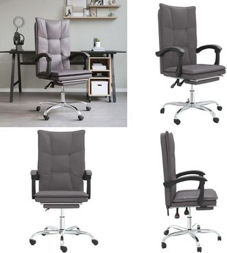 vidaXL Bürostuhl mit Liegefunktion Grau Kunstleder - Bürostuhl - Schreibtischstuhl - Ergonomischer Stuhl - Arbeitsplatzstuhl - Gamingstuhl - Home & Living