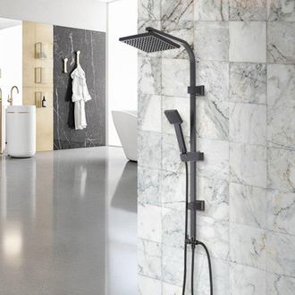 Feridras Duschs&auml;ule mit einer Funktion Handbrause Chrom schwarz Platinum