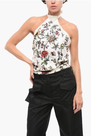 Dior Floral -motif Silk Halterneck Top size Unica