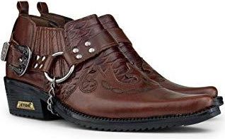 Infinity Leather Chaussures de Danse Cowboy en Cuir pour Hommes Boucle en Métal Marron Croc Motard Cubain Punk Winklepickers Western 43