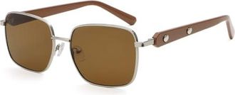 Generic Lunettes De Soleil En M&eacute;tal &Agrave; La, Monture Carr&eacute;e UV400, For Hommes Et Femmes, For Photographie De Vacances(Brown)