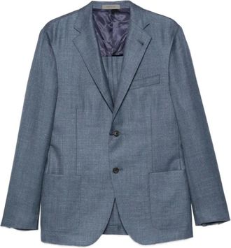 Corneliani Homme, Vestes, Bleu, Taille: 3XL Veste en Laine Soie Lin