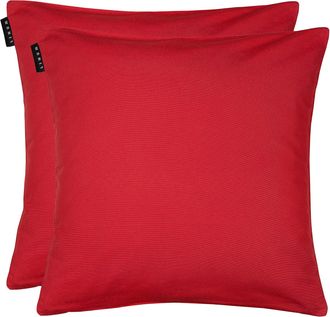 Linum Annabell Elegant Kissenh&uuml;lle 50x50 cm 2er-Pack, 100% Baumwolle, Maschinenwaschbar, Chinarot