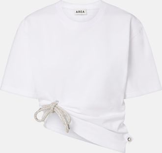 Area T-Shirt aus Baumwoll-Jersey mit Kristallen