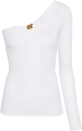Elisabetta Franchi Femme, Tops, Blanc, Taille: 42 FR Haut en jersey cr&ecirc;pe &agrave; une &eacute;paule