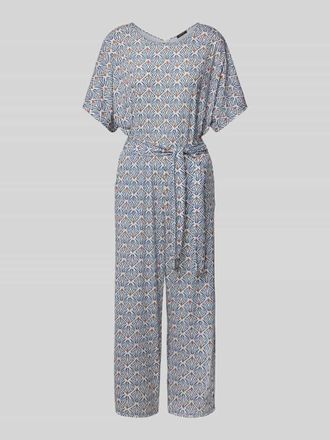 More & More Jumpsuit mit Rundhalsausschnitt und Bindeg&uuml;rtel