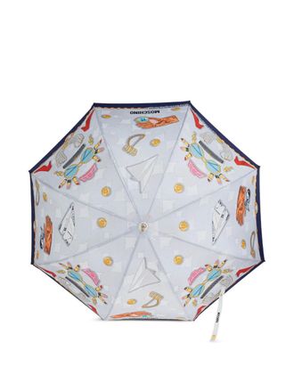 Moschino parapluie à imprimé graphique - Tons neutres