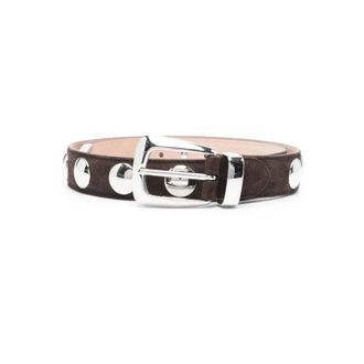 Khaite Femme, Accessoires, Brun, Taille: 90 CM Benny Belt With Studs Silver Buckle 30mm