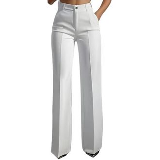 Generic Pantalon de costume &eacute;l&eacute;gant pour femme avec taille haute et jambe droite, pantalon daffaires d&eacute;contract&eacute; avec taille haute, pantalon de travail &eacute;l&eacute;gan