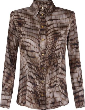 Elisabetta Franchi Femme, Blouses et Chemises, Brun, Taille: 42 FR Chemises