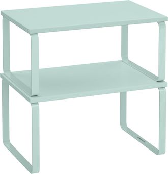 Songmics Gew&uuml;rzregal, 2er Set K&uuml;chen-Organizer, K&uuml;chenregal, Schrank-Organizer K&uuml;che, erweiterbar, kleines Regal, stapelbar, Metall und Holzwerkstoff, mondlich