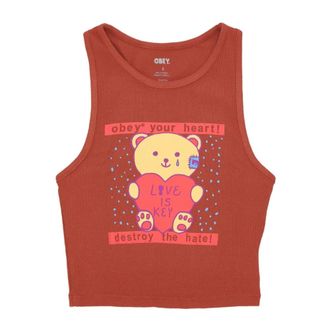 Obey Femme, Tops, Orange, Taille: 38 FR Coeur Rib Megan Tanks Terracotta