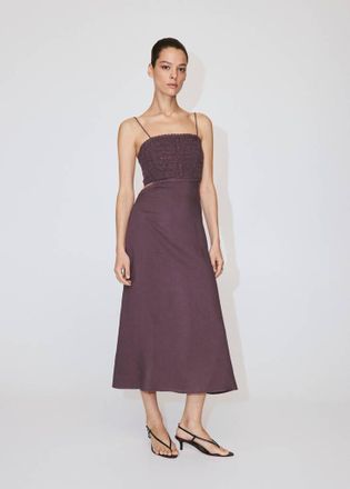 Mango Robe cut-out brod&eacute;e avec perles prune - Femme - XS - MANGO