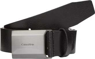 Calvin Klein Ceinture Homme Beveled Plaque Boucle Plaque, Noir (Ck Black Pebble), 90 cm