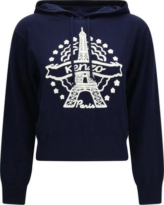 Kenzo SweaT-shirt &agrave; capuche motif Tour Eiffel - Homme - Sweatshirts et sweats &agrave; capuche - Bleu - Taille: XS