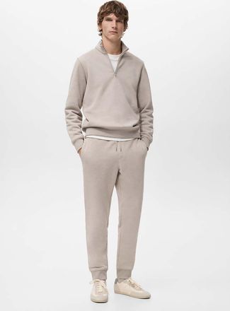 Mango Sweatshirt mit Rei&szlig;verschlusskragen und Soft-Touch-Innenfutter sandfarben - Herren - XXL - MANGO MAN
