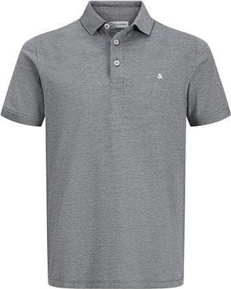 Jack & Jones Polo Slim fit Homme JJEPAULOS uni Chemise &eacute;t&eacute; col Polo Manche Courte Coton piqu&eacute; Basique, Couleurs:Gris-Anthracite, Size:XS