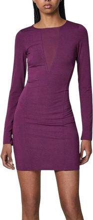 Patrizia Pepe Femme, Robes, Violet, Taille: 40 FR Robe avec D&eacute;tail en Tissu Transparent