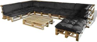 vidaXL Vidaxl - Coussin de canapé sur palette 13 pcs Noir 120 x 80 x 10 cm