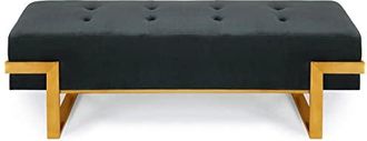 Menzzo Istanbul Sitzank mit goldenen Beinen und Samtbezug Schwarz