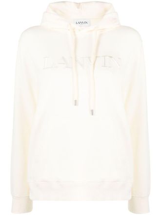 Lanvin hoodie en polaire à logo brodé - Tons neutres