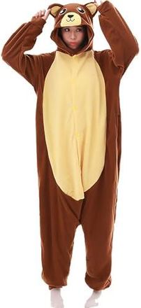 Generic Pyjama Combinaison Femme Peluche Ours Brun Chaude et Confortable Hiver Polaire Pilou Une Pi&egrave;ce Douce avec Capuche D&eacute;guisement Adulte Thermique Onesie 