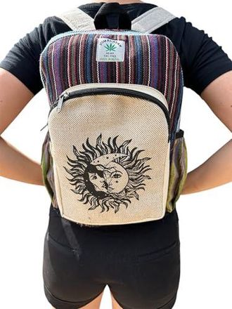 Migura Sac &agrave; dos en chanvre pour voyage hippie de petite taille, id&eacute;al pour l&eacute;t&eacute;, le jour et les festivals, d&eacute;contract&eacute;, vintage, homme, femme, tissu imperm&eacute;