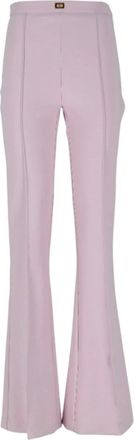 Elisabetta Franchi Femme, Pantalons, Rose, Taille: 40 FR Pantalon &Eacute;vas&eacute; en Cr&ecirc;pe avec Plaque Logo