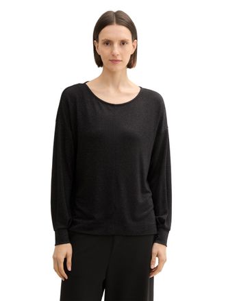 Tom Tailor Damen Loose Fit Longsleeve, 14482 - Deep Black, XXXL