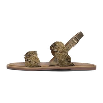 Inuovo Khaki Leder Geflochtene Sandalen - - Shoes - Damen - Gr&uuml;n - 37 EU