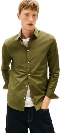 Tommy Jeans Herren TJM Original Stretch Shirt DM0DM04405 L/S Shirt, Gr&uuml;n (Dark Greenery), XXL, Gr&uuml;n (Dark Greenery), XXL