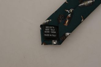 Dolce & Gabbana Mens Black Bottle Fantasy Print Silk Adjustable Accessory Tie