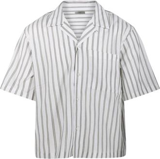 Dunst Homme, Chemises, Blanc, Taille: M Chemise Ray&eacute;e Courte &agrave; Col Ouvert