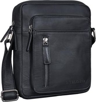 STILORD Dain Petit Sacoche Homme Bandoulière en Cuir Véritable - Sac à Main Vintage, Besace à lÉpaule, Bon Cadeau, Couleur: Noir