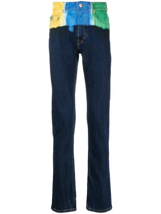 Versace Jeans Couture jean slim &agrave; design colour block - Noir