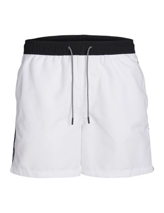 Jack & Jones Herren JPSTFIJI JJSWIM Black Tape LY SN Badeshorts 12253129,Wei&szlig;,L