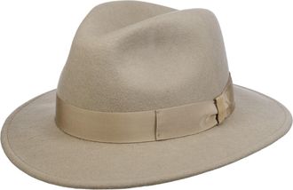 Borsalino Piemonte Traveller Wollhut Wollfilzhut Filzhut Damen/Herren - Made in Italy mit Ripsband, Ripsband Winter Herbst-Winter - 59 cm beige
