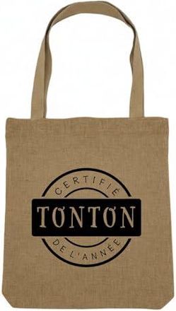 Fabulous Sac Shopping Tote Bag Aspect Lin - Certifi&eacute; Tonton de lAnn&eacute;e Oncle - Sac de Courses Toile Epaisse 360g Beige Naturel Cabas Port&eacute; Epaule Solide Imprim&eacute;