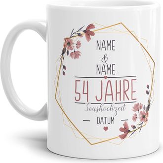 Tassendruck Tasse zum Hochzeitstag Zeus Hochzeit - mit Name & Datum selbst gestalten - 54 Jahre Ehe, Paar, Geschenk Hochzeit, Jubil&auml;um, Jahrestag I Personalisiert