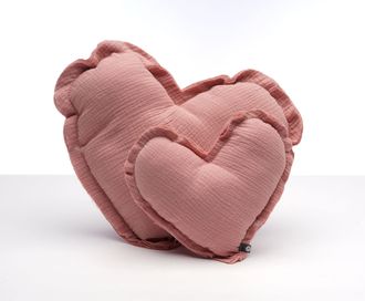 Von Herzen Handmade Musselinkissen aus 100% Baumwolle Kuschelkissen I Dekokissen aus Musselin in Herzform I Herzkissen für Sofa & Bett I Handgenäht (Klein (Ø ca.