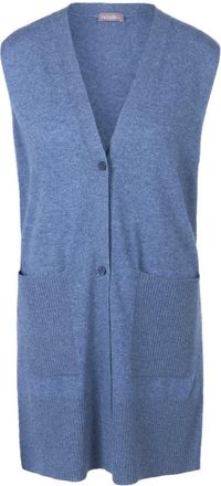 include Long-Strickweste aus Schurwolle und Kaschmir include blau