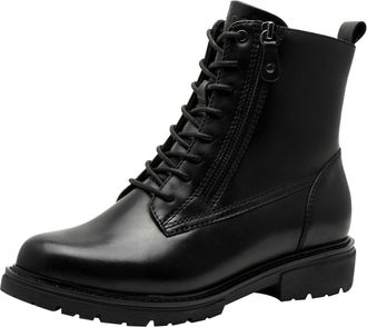 Jana Leder Damen Stiefeletten zum Schn&uuml;ren mit Rei&szlig;verschluss, Schwarz (Black), 36 EU