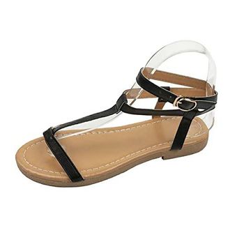 Generic Chaussures de plage &eacute;l&eacute;gantes pour femme - Avec sangle &agrave; boucle - Sandales plates et rondes - Antid&eacute;rapantes - Chaussures aquatiques - Chaussures de l